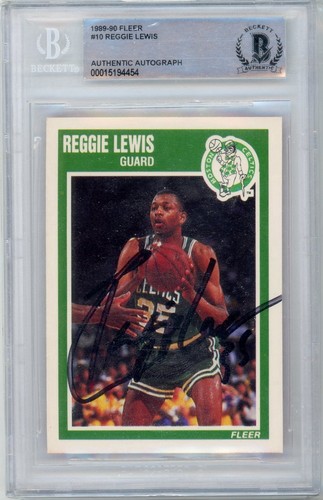 Reggie Lewis 1989-90 Fleer #10 Rookie Card Autograph BAS Beckett Boston ...