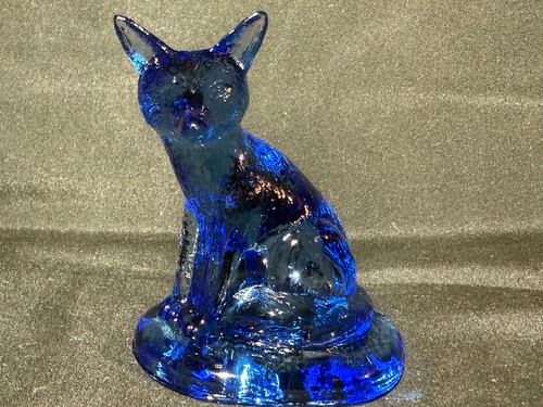 Blue Vaseline glass sly fox glow neon forest animal uranium orange ...