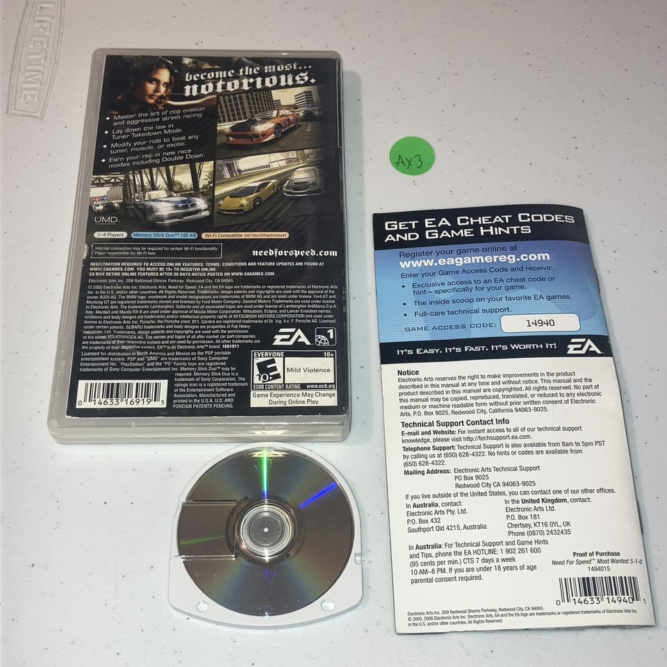Need for Speed Most Wanted 510 Sony PlayStation Portable CIB Tested AX3 ...