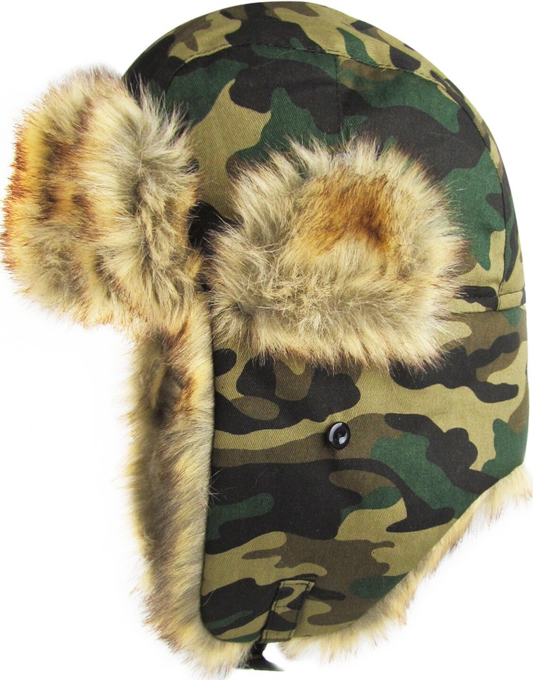 Solid Aviator Trapper Hat Winter Ski Cap Faux Fur | eBay