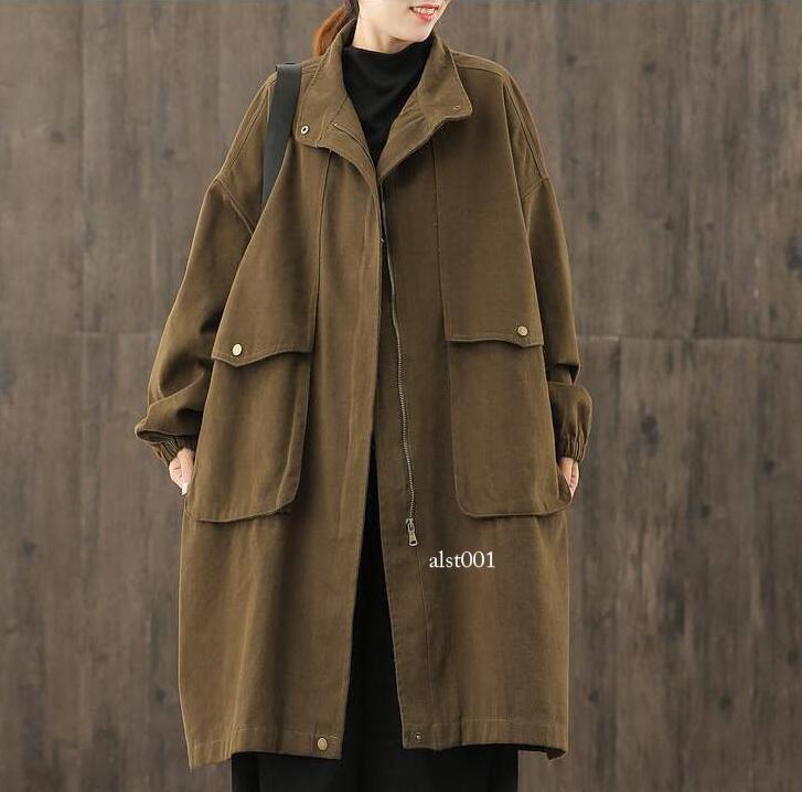 Loose Plus Size Overall Coat Women Oversize Big Pocket Mid Length ...