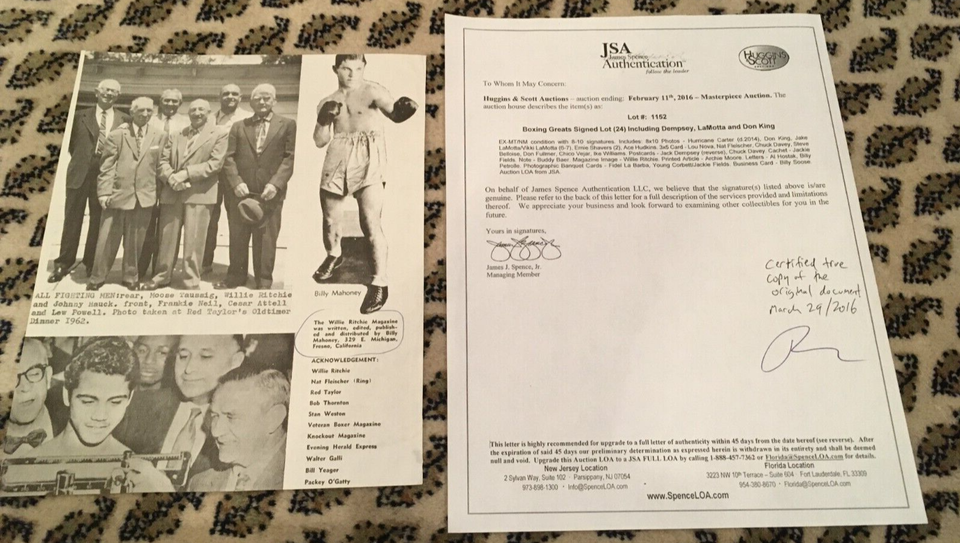 WILLIE RITCHIE-AUTOGRAPHED 8x10 PHOTO-WORLD LW BOXING CHAMPION-D. 1975 ...