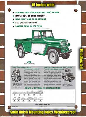 Metal Sign - 1960 Willys Jeeps 4 Wheel Drive Pick Up Truck - 10x14 ...