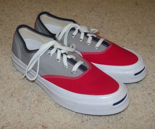 NEW Converse Jack Purcell Low Top Red Gray OHIO STATE Deck Shoes Men 5 ...