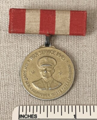 VTG 1945 WAR SERVICE Boy Scout Paper Campaign MEDAL Pin BSA General ...