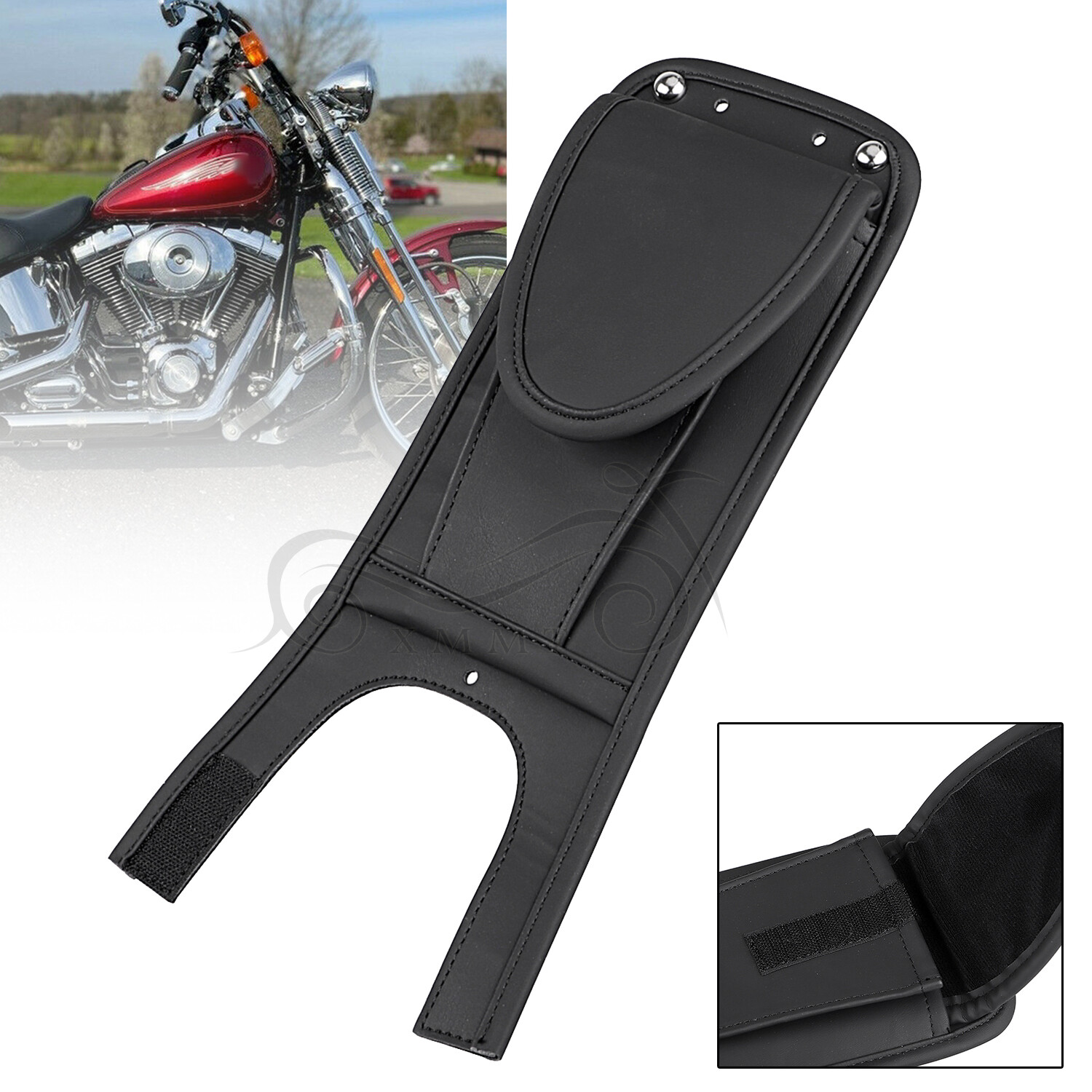 Black Gas Fuel Tank Bib w/ Pouch For Harley Fatboy FLSTF Softail FLSTN ...