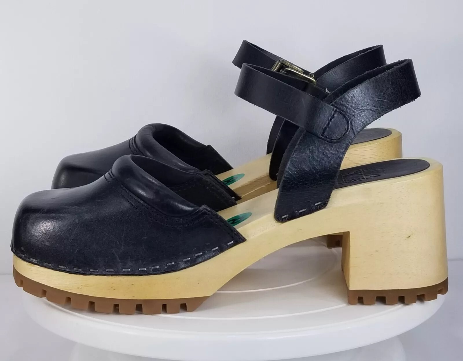 MIA CLOGS KAOLIN WOMEN US 8M BLACK LEATHER CLOSED TOE SLINGBACK CLOG ...