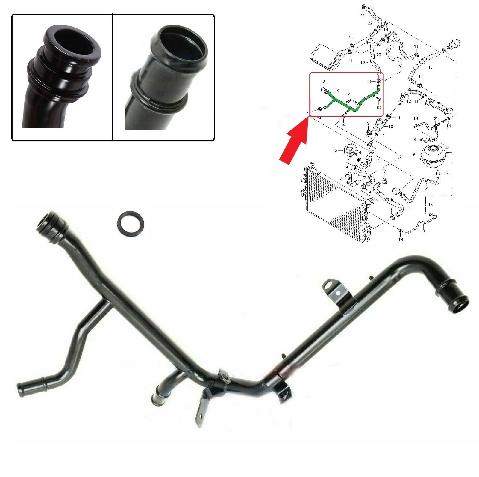 Metal Coolant Pipe For Vw T5 Transporter 1.9 Tdi (2003-2009 ...