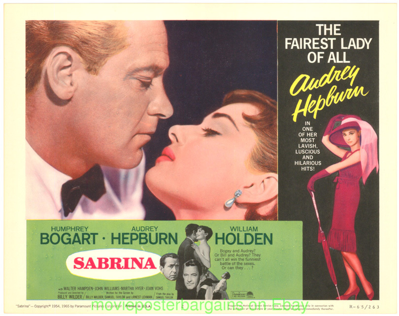 SABRINA LOBBY CARD SET 11x14 R1965 Movie Poster AUDREY HEPBURN HUMPHREY ...