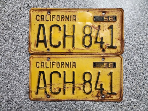 1956 California License Plates, Authentic, DMV Clear Guaranteed G | eBay