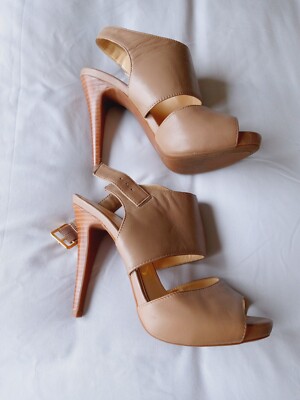 Jessica Simpson Stiletto Heels JP-Carriee Size 7 Open Toe Strappy Brown ...