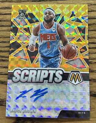 2020-21 Panini Mosaic Bruce Brown Gold Scripts Auto #SC-BBR Brooklyn ...