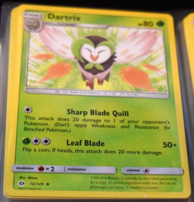 Dartrix # 10/149 Sun & Moon Base Set Pokemon Trading TCG Game Cards NM ...