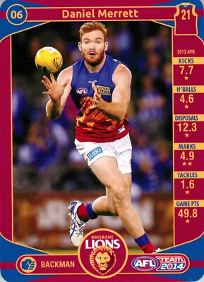 2014 BRISBANE LIONS AFL Card DANIEL MERRETT | eBay Australia