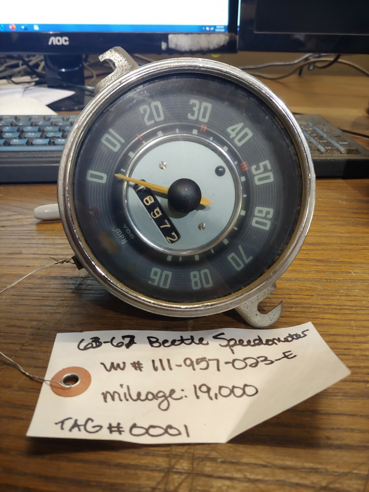 63-67 VW Beetle Bug Speedometer Gauge 111 957 023 E Cluster Vintage ...