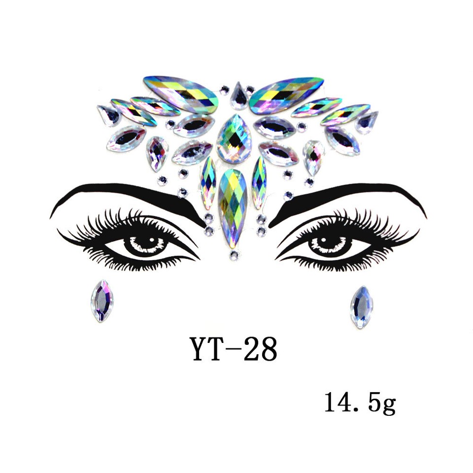 Face Tattoo Rhinestone Sticker Adhesive Glitter Jewelry Body Make up ...