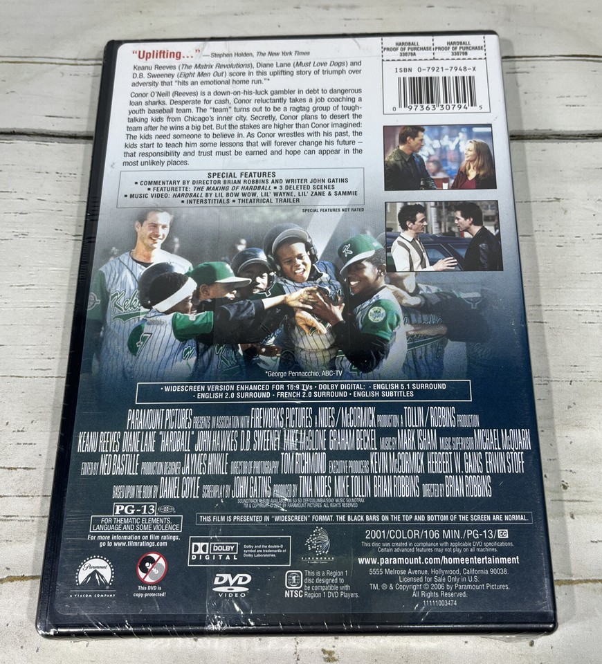 Hardball Widescreen Collection DVD 2001 Keanu Reeves Diane Lane New ...