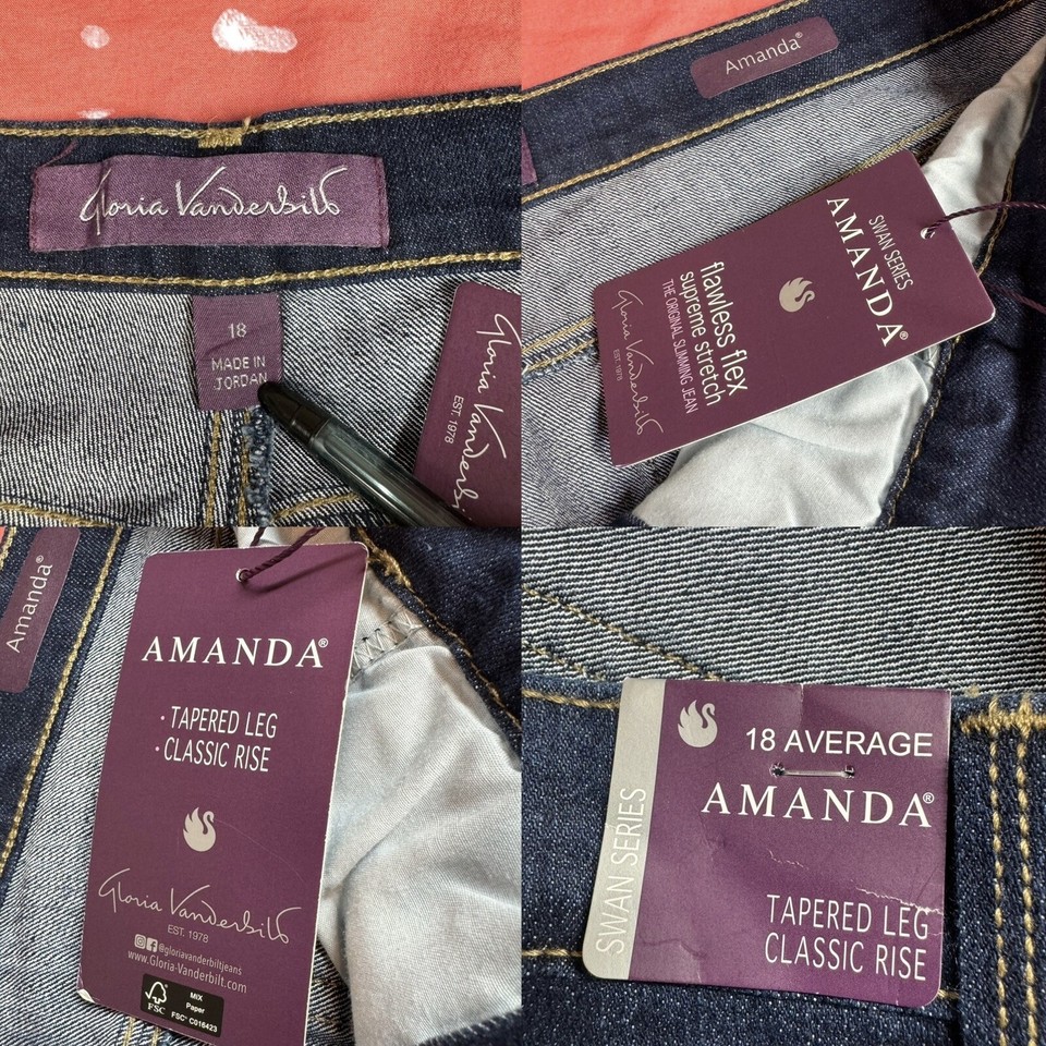 Gloria Vanderbilt Amanda Jeans 18 Tapered Leg Stretch Flex Classic Rise ...