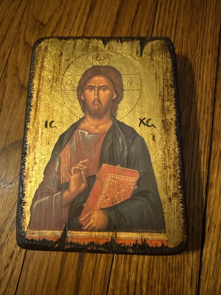 CHRIST PANTOCRATOR Hand Painted Byzantine Orthodox Icon/ 24K Gold Leaf ...