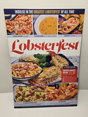 1 Red Lobster Restaurant Lobsterfest MENU Insert | eBay