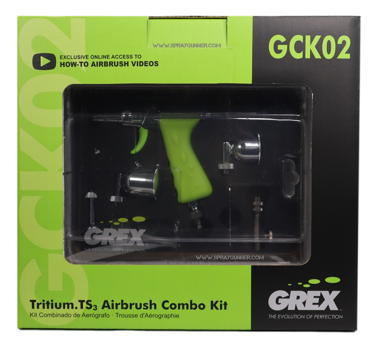 Grex GCK02 Airbrush Tritium TS3 Combo Kit, AC1810-A Compressor + BONUS ...