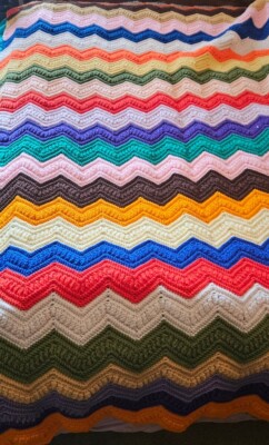 Vintage Large Crochet Multicolor Afghan Blanket Throw Mat Rug 50"x70 ...