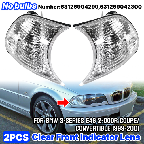For BMW 3 Series E46 2 Door 1998-2001 Clear Lens Front Indicator Corner ...