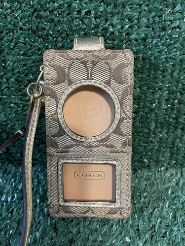 COACH Apple iPod MP3 Case Holder Wristlet Nano Purse Logo Brown Pattern ...