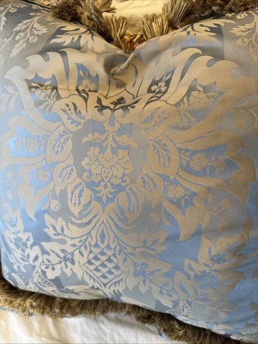 SCALAMANDRE DECORATIVE PILLOWS PLUSH FEATHERS Two Set ( Teal Blue ...