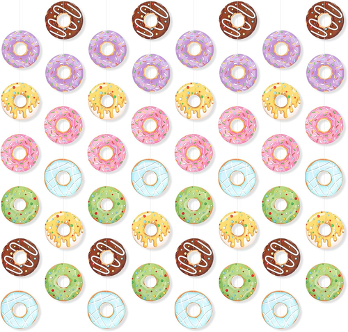 8 Pcs Donut Party Banners Colorful Donut Decor Doughnut Grow Party ...