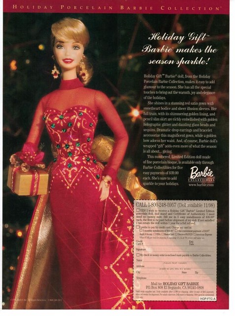 1998 Magazine Print Advertisement Page Holiday Gift Barbie Doll ...
