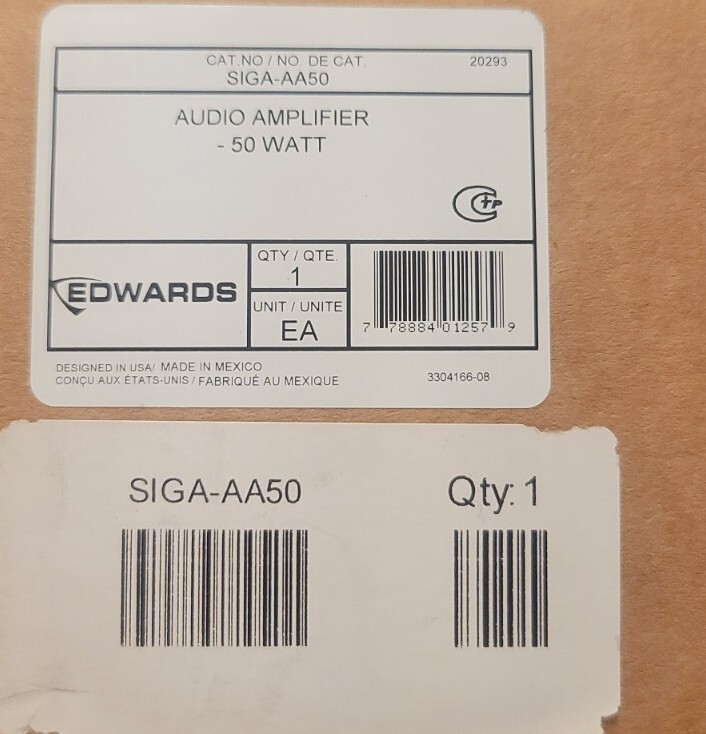 Edwards+Est+Siga-aa50+50+Watt+Intelligent+Audio+Amplifier+Factory for ...