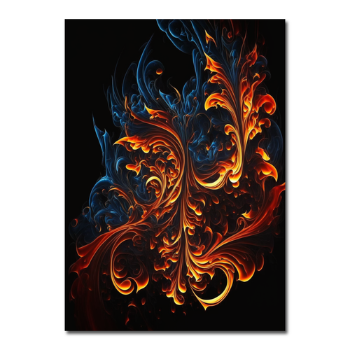 Fire Blue Flame Abstract Illustration Art Photo Poster A4 Print Wall ...