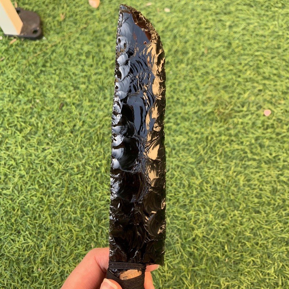 114g Black Obsidian Crystal Knife With Solid Wood Handle | eBay