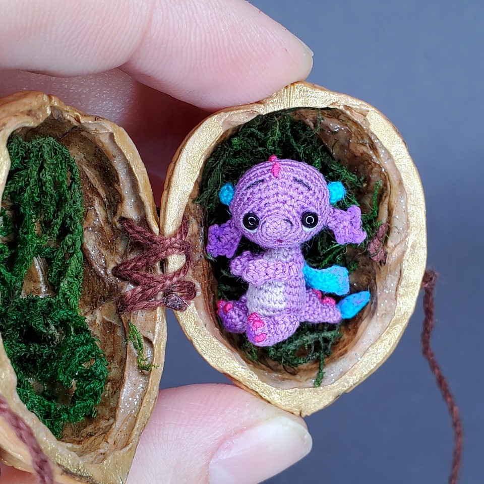 Custom extremely micro Dragon in walnut house. Dollhouse miniature ...
