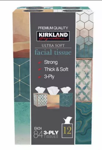 Kirkland Signature Facial Tissue Paper, 3-Ply, 84-count, 12-pack FREE ...