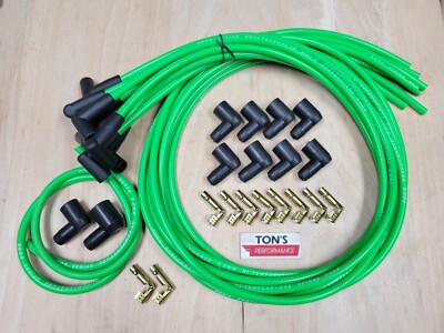 Ton's 90* Angled 8mm Lime Spark Plug Wires Universal Chevy GM Socket ...
