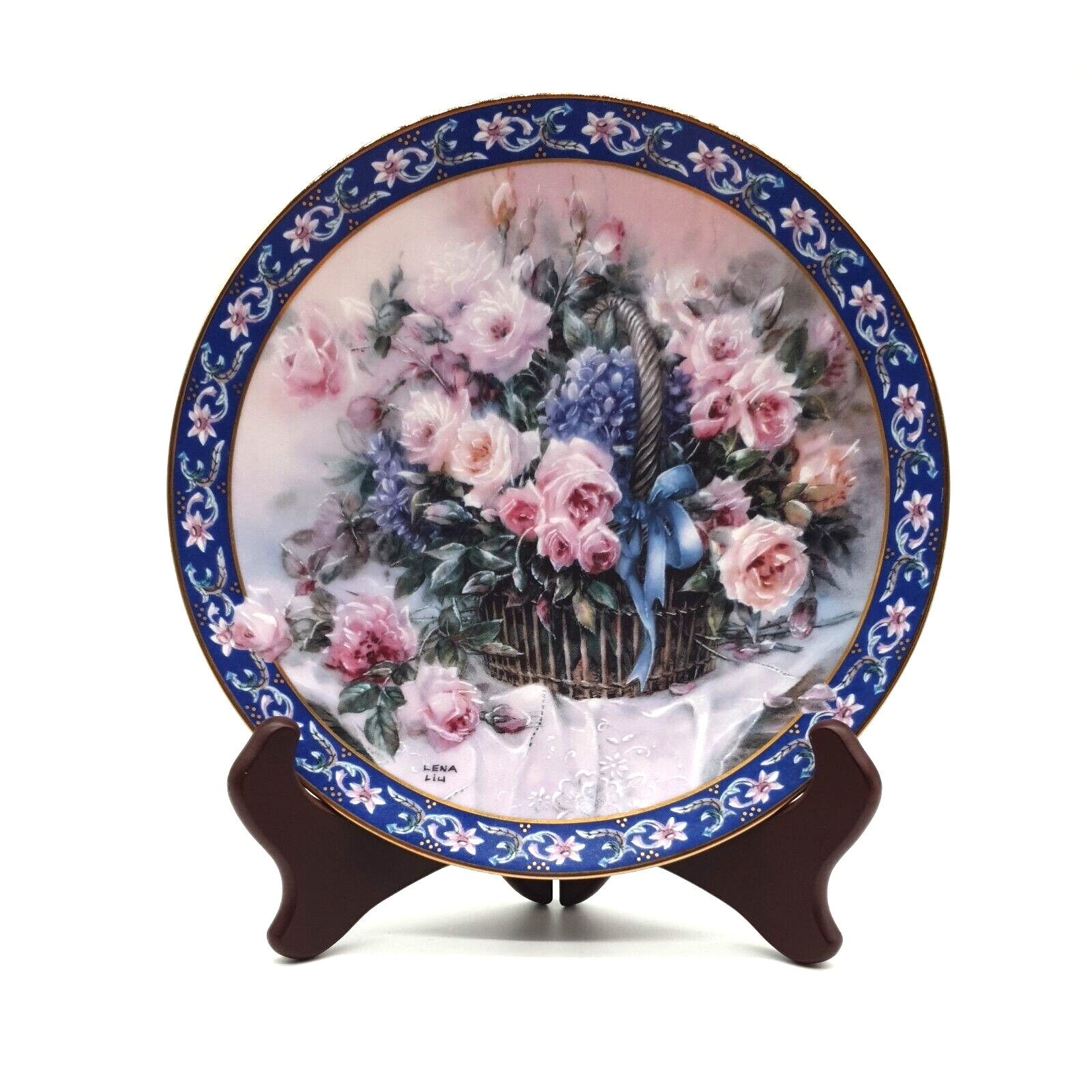 Lena Liu Plate Roses Basket Bouquets Bradford Exchange Collector 1992 ...