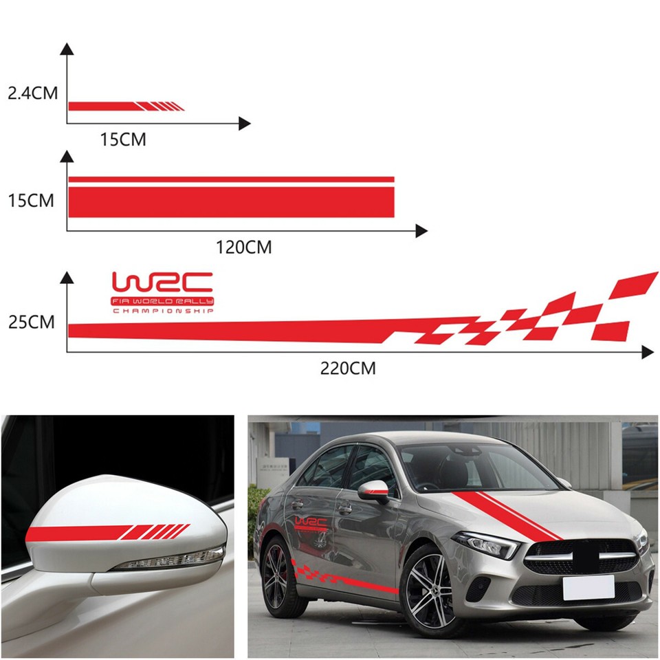 Car WRC Stickers Body Vinyl Decals Stripe For Door Side Hood Rearview ...