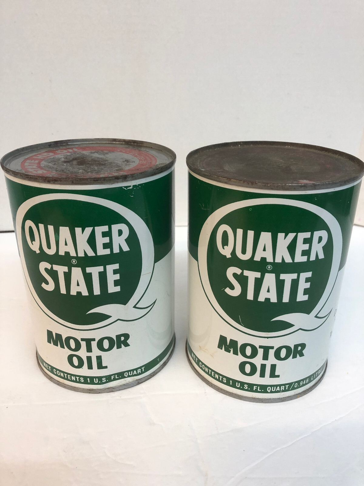 FULL LOT of 2 VINTAGE Quaker State 1 Qt Quart Motor Oil Cans | eBay