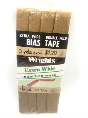 Tan Wrights Bias Tape Extra Wide Double Fold 3yrds 116 206 73 Tan 1986 ...