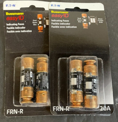 PACK OF 2 (2 Fuses Each) EATON BUSSMANN FRN R 20A Easy ID 20 AMP Fuse ...