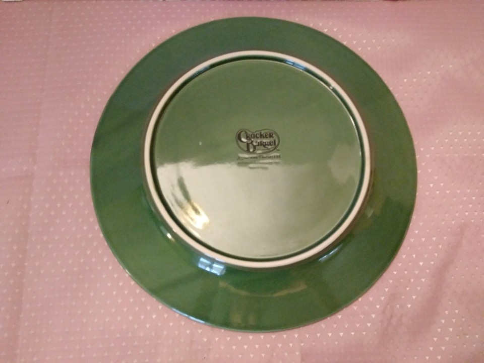 Christmas Cracker Barrel "Peace On Earth" Green Embossed Dinner Plate ...
