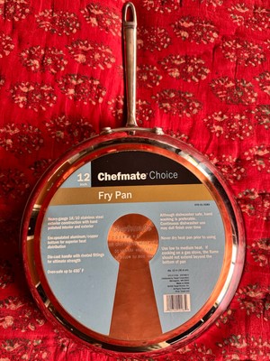 Chefmate Cookware Heavy Weight Copper Bottom 12" Fry Pan Skillet Steel ...