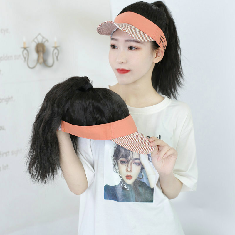 Backless Baseball Caps with Ponytail Hair Wigs for Girls Hat Wigs Sun ...