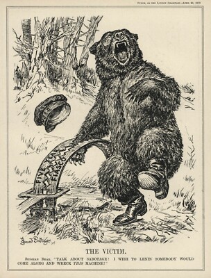 VINTAGE PUNCH POLITICAL 1933 CARTOON - Russian Bear in Trap - FIVE YEAR ...