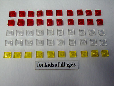 Bulk Lego: 50 TRANSLUCENT Red Clear Yellow 1x1 Flat Square Plates ...