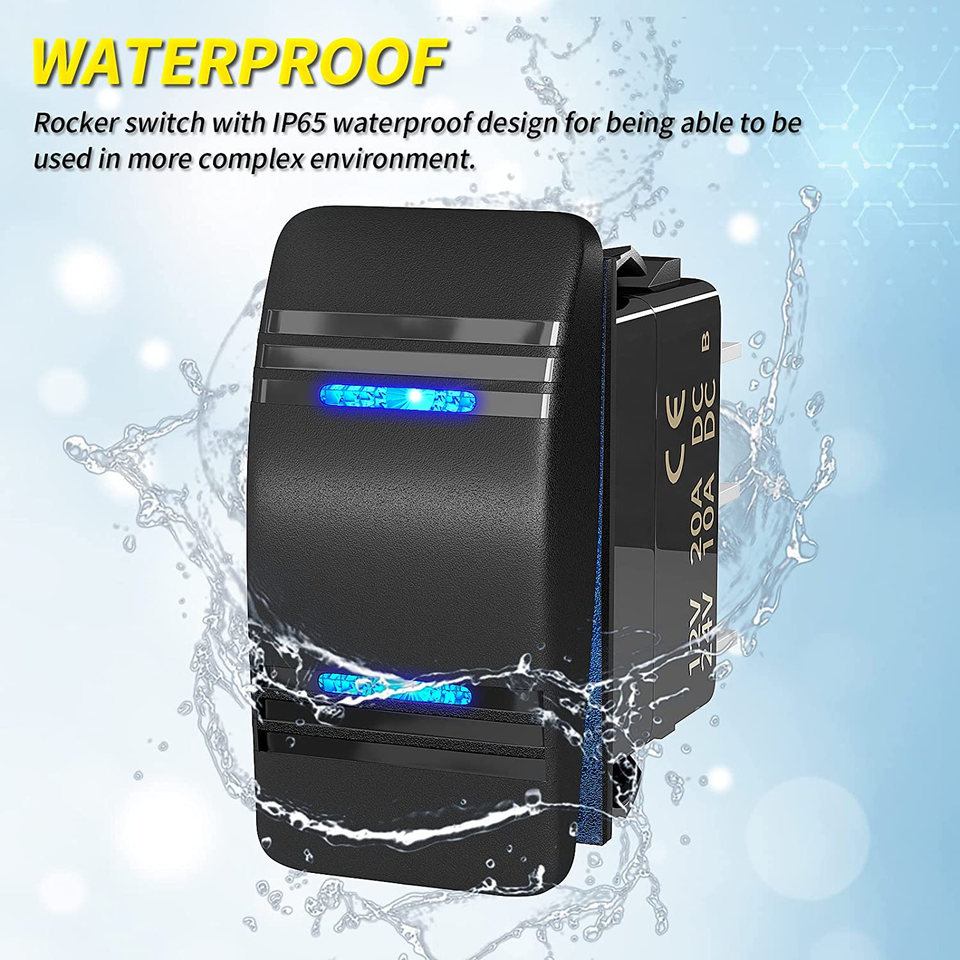 Marine Rocker Switch 12V 20A 3 Position on off on DPDT 7 Pin 3 Way ...