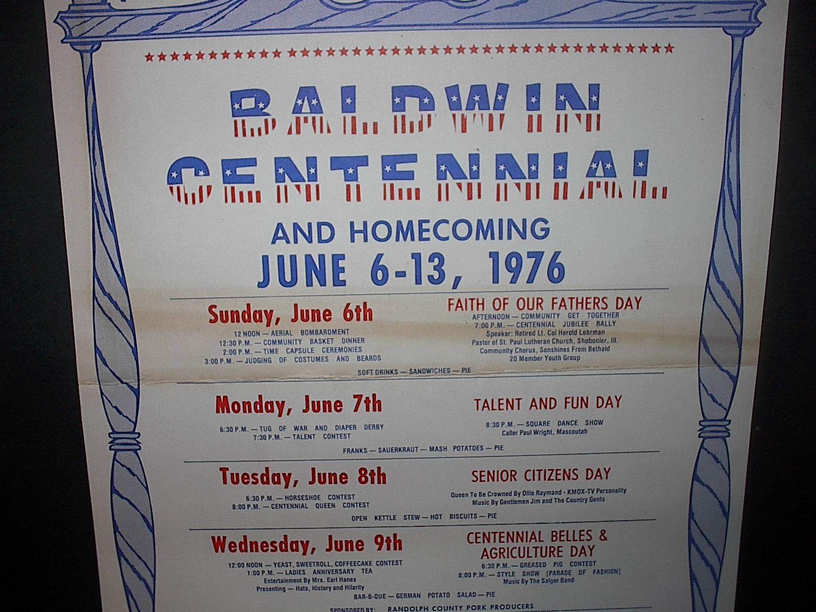 1976 Baldwin ILLINOIS IL Centennial Homecoming Randolph County ILL ...