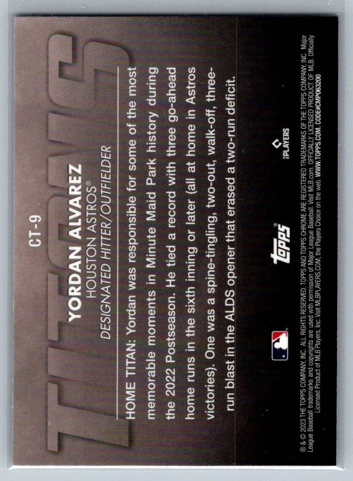 2023 Topps Chrome #CT-9 Yordan Alvarez Titans | eBay